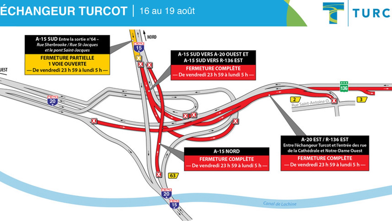 Échangeur Turcot: des entraves à prévoir ce week-end